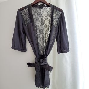 Intimates & Sleepwear | Black Sheer Intimate Robe 34 Sleeves Rose Small ...